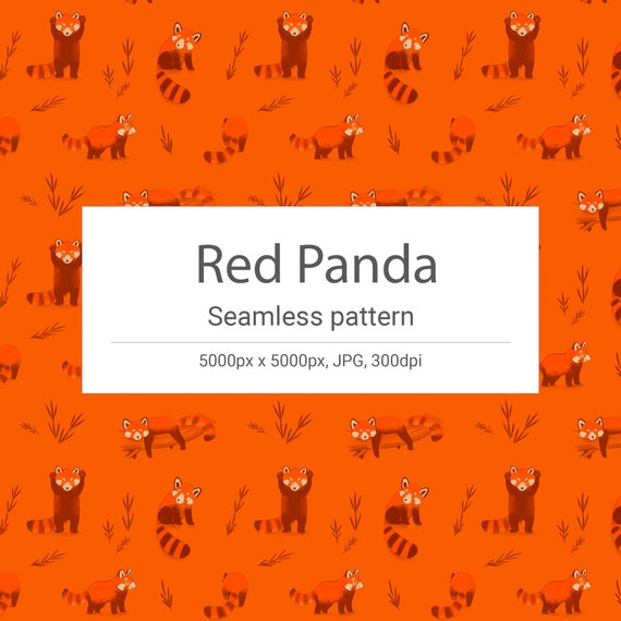 Red Panda Seamless Pattern INSTANT DOWNLOAD Background - Etsy