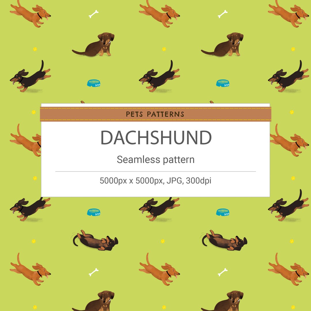 Dachshunds Seamless Pattern INSTANT DOWNLOAD Background Pets Patterns ...