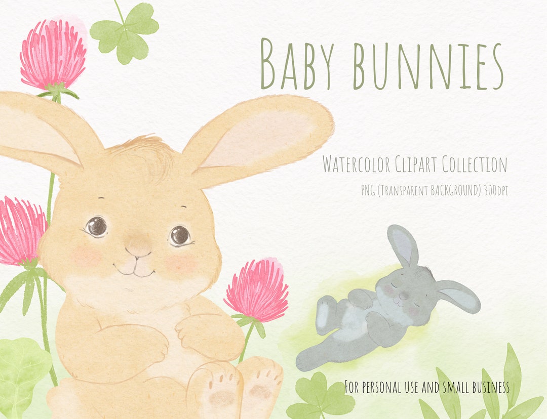 Baby Bunnies Clipart INSTANT DOWNLOAD, Cute Bunny - Bunny Print ...