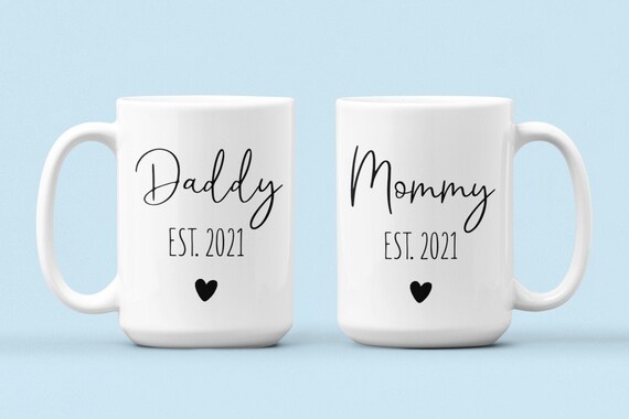 Mommy and Daddy Coffee Mug Set Baby Shower Gift First Time | Etsy