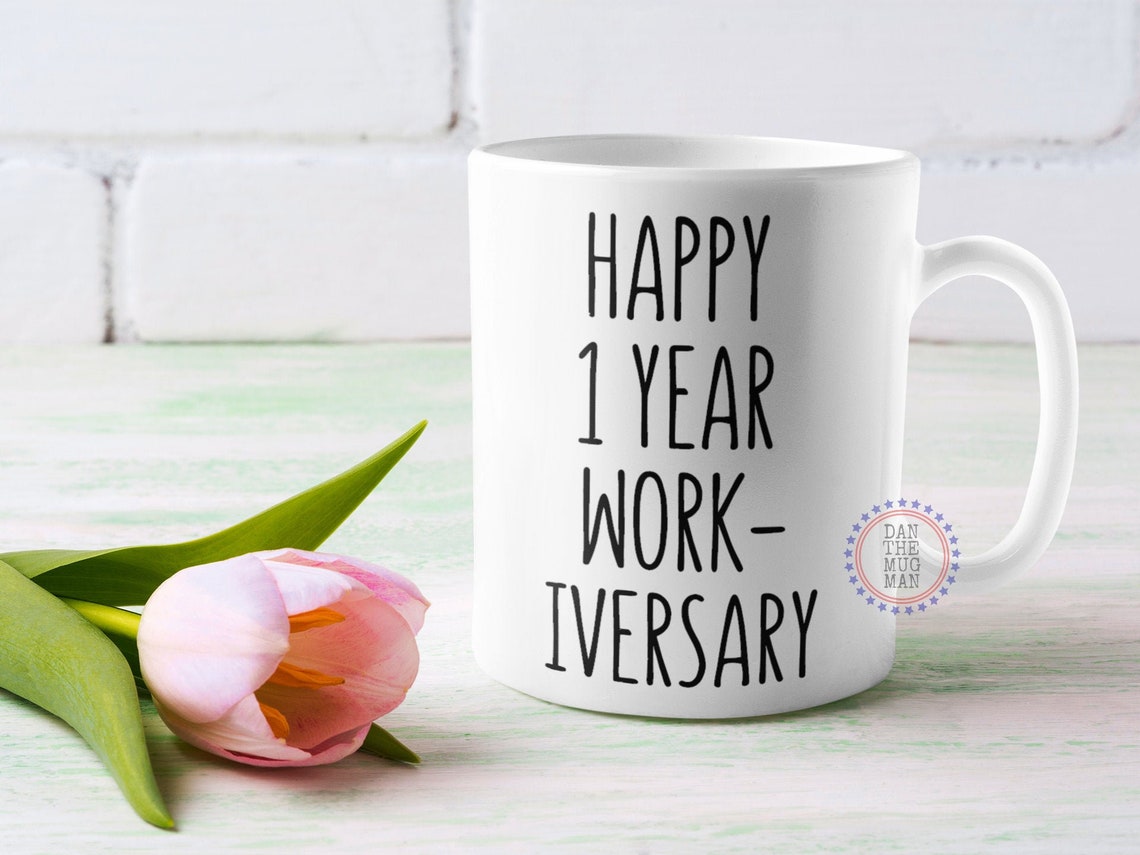 one-year-work-anniversary-coffee-mug-work-anniversary-gifts-etsy