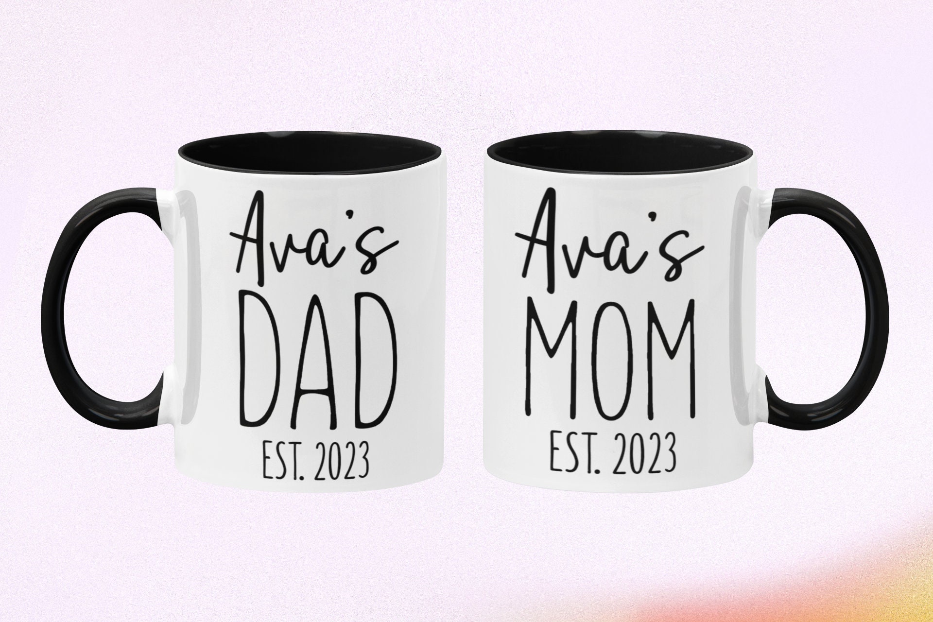 New Mom and Dad Mug Set Custom Personalized With Baby's - Etsy