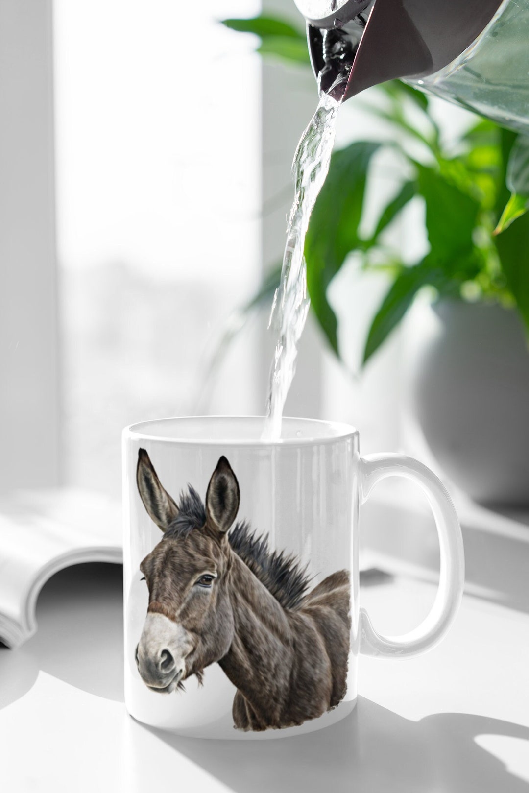 Donkey Portrait Mug, Donkey Gifts for Women, Donkey Lover Gift, Donkey ...