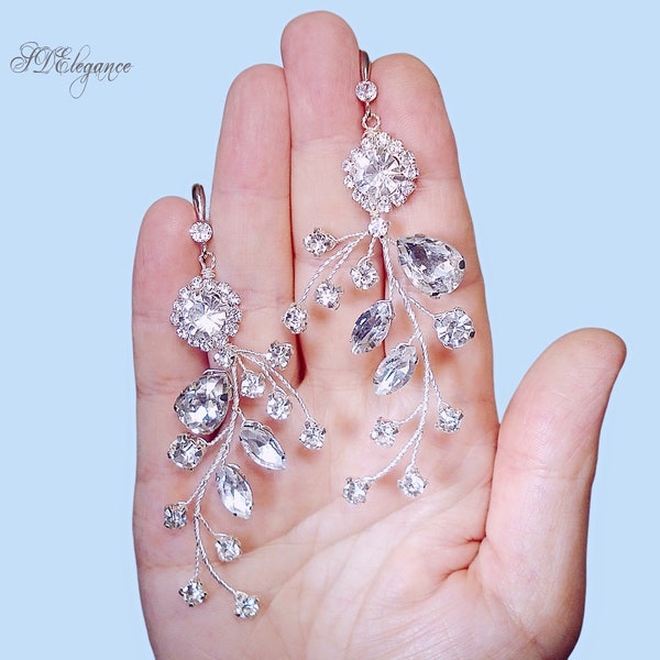 Rhinestone Dangle Earrings - Etsy