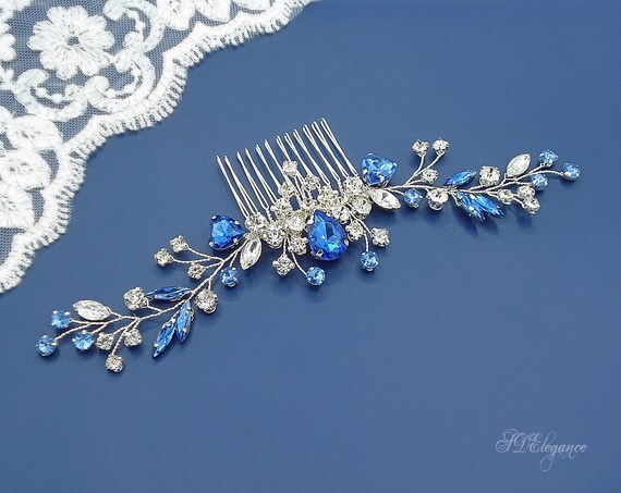 Blue Crystal Hair Comb Royal Blue Wedding Hair Comb - Etsy