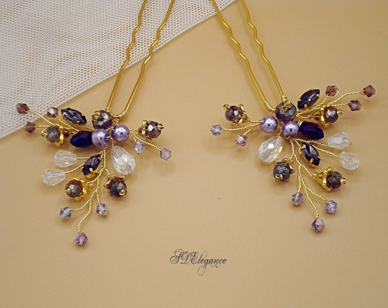Purple Hair Pins Bridal Lavender Hair Pin Set Lilac Hair - Etsy