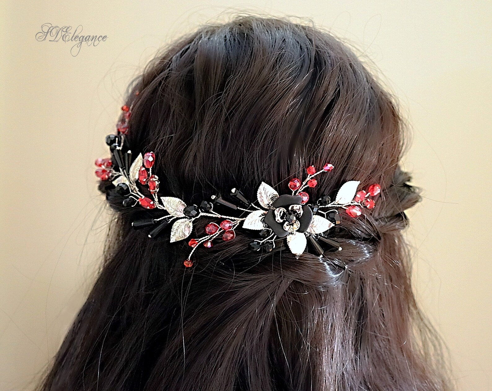 Black Crystal Hair Comb Gothic Wedding Hair Vine Gothic Hair - Etsy