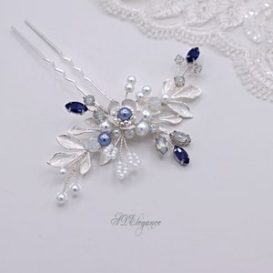 Gold or Silver Wedding Hair Pin, Blue Bridal Hair Pin Set, Navy Blue ...