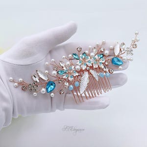 Royal Blue Bridal Hair Comb, Navy Blue Wedding Hair Comb, Gold Sapphire ...