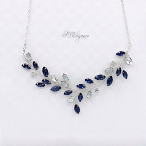 Dark Blue Crystal Jewelry Set, Navy Blue Necklace, Dark Sapphire ...