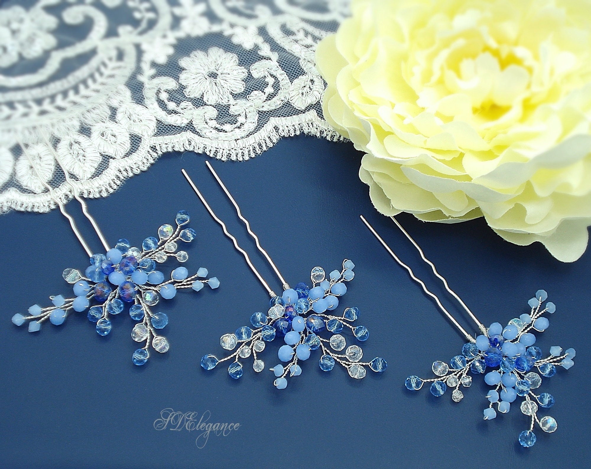 Blue Bridal Hair Pins, Dusty Blue Hair Pin, Light Blue Hair Pin ...