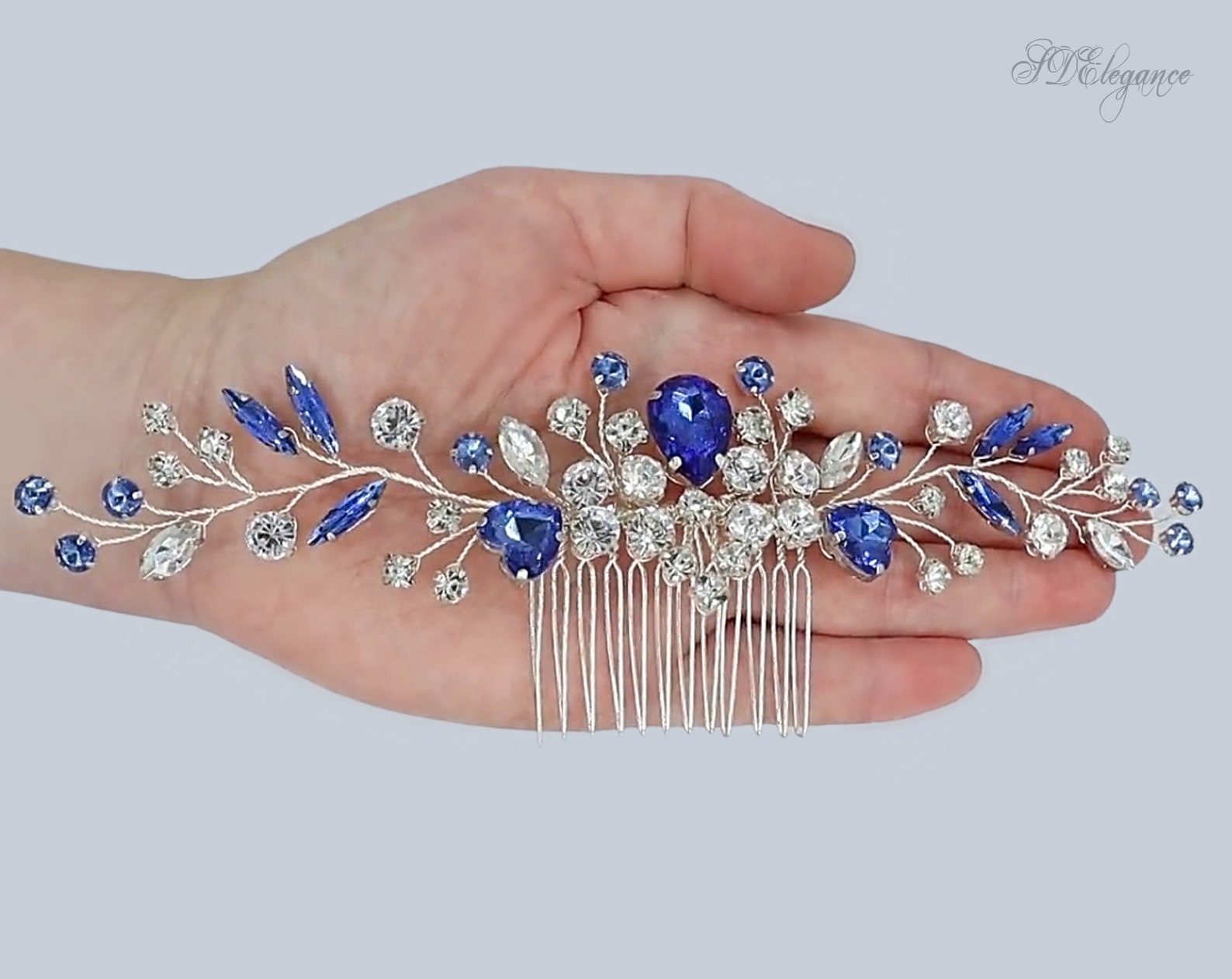 Blue Crystal Hair Comb Royal Blue Wedding Hair Comb - Etsy