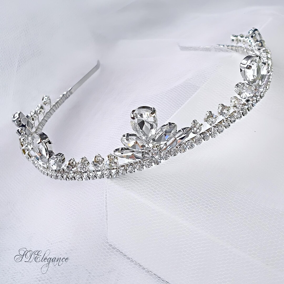 Swarovski Tiara, Bridal Crown, Silver Swarovski Tiara, Small Tiara ...