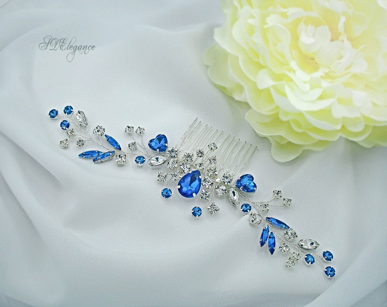 Blue Crystal Hair Comb Royal Blue Wedding Hair Comb - Etsy
