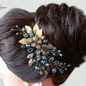 Turquoise Crystal Hair Comb, Bridal Hair Comb, Turquoise Bridesmaid ...
