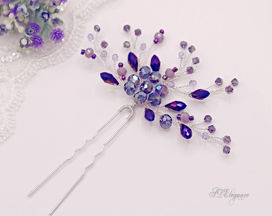 Purple Wedding Hair Pin, Lavender Hair Pin, Lilac Hair Pin, Violet ...