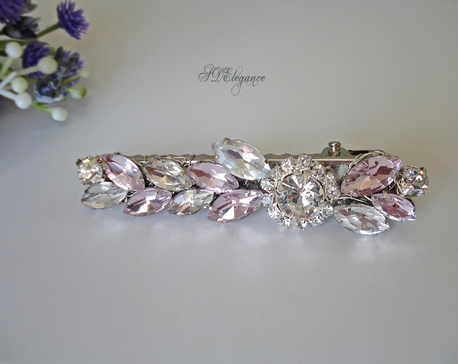 Swarovski Crystal Hair Clip Wedding Hair Clip Pink - Etsy