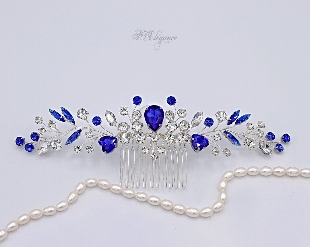 Blue Crystal Hair Comb Royal Blue Wedding Hair Comb - Etsy