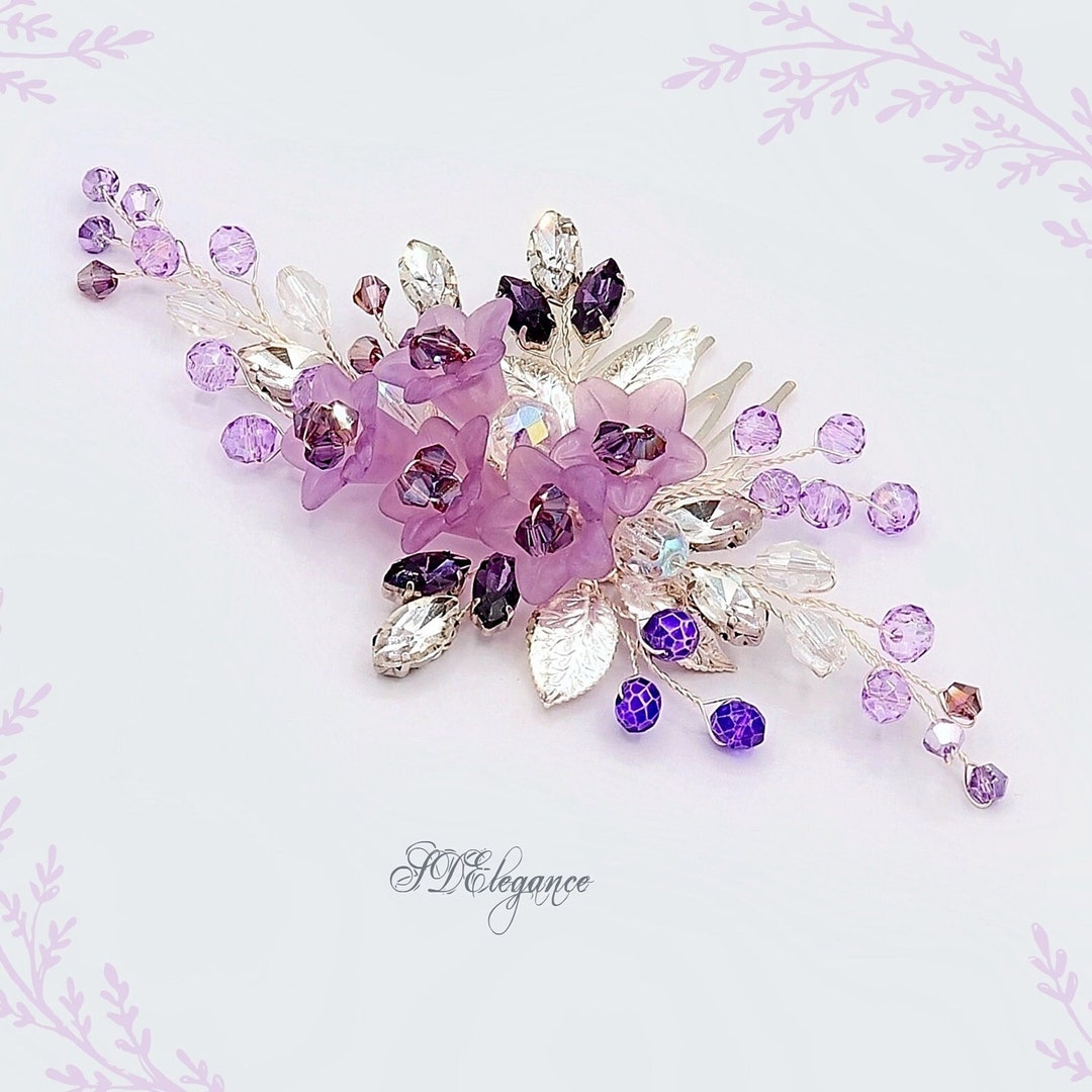 Lavender Purple Floral Hair Comb Lilac Hair Comb Violet - Etsy