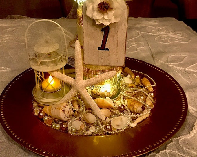 Beach Wedding Table Center Piece, Wedding Table Decorations ...