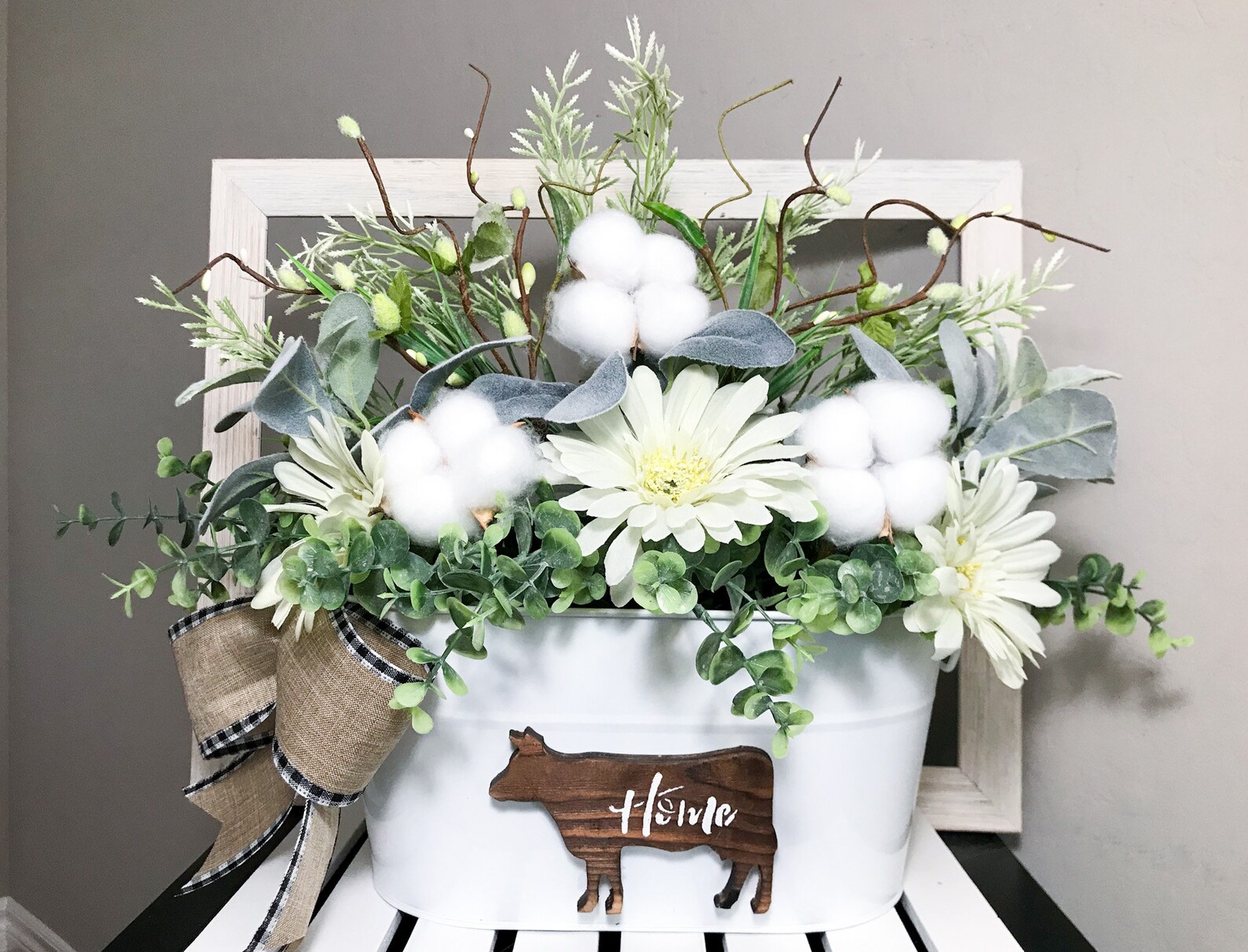 Farmhouse Floral Arrangement Everyday Floral Arrangement | Etsy