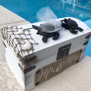 Beach Wedding Card Box With Slot, Nautical Theme Card Box ,destination ...