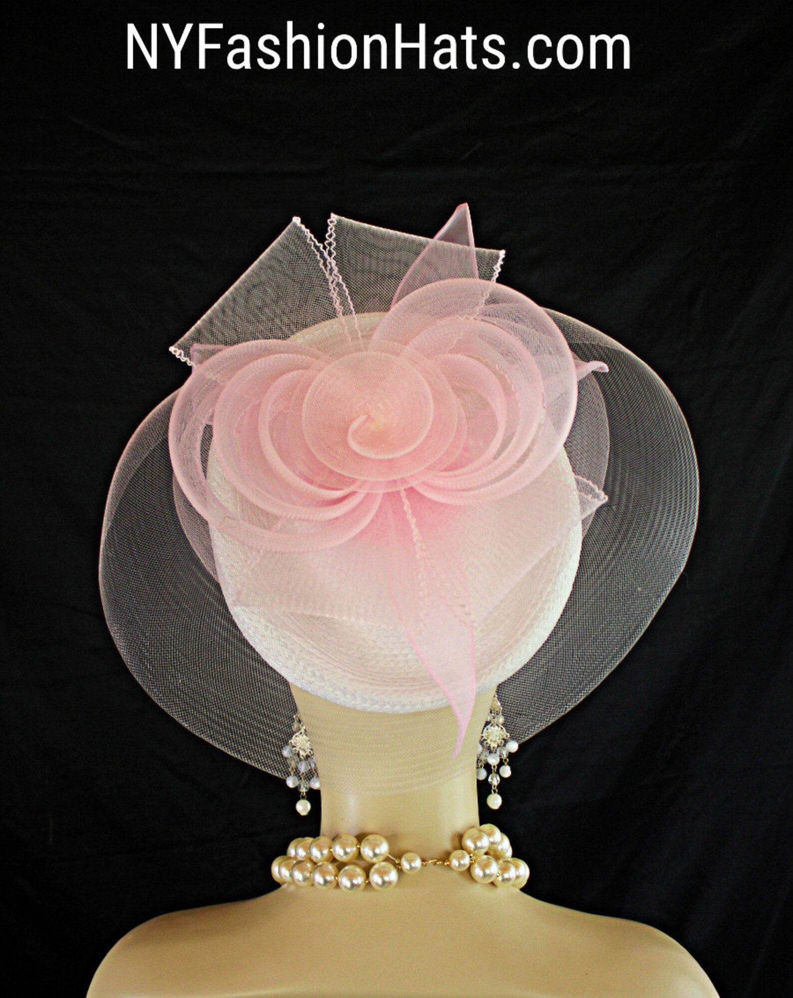 Wedding Bridal Cocktail Hat Headpiece, White Pink Disk Saucer ...