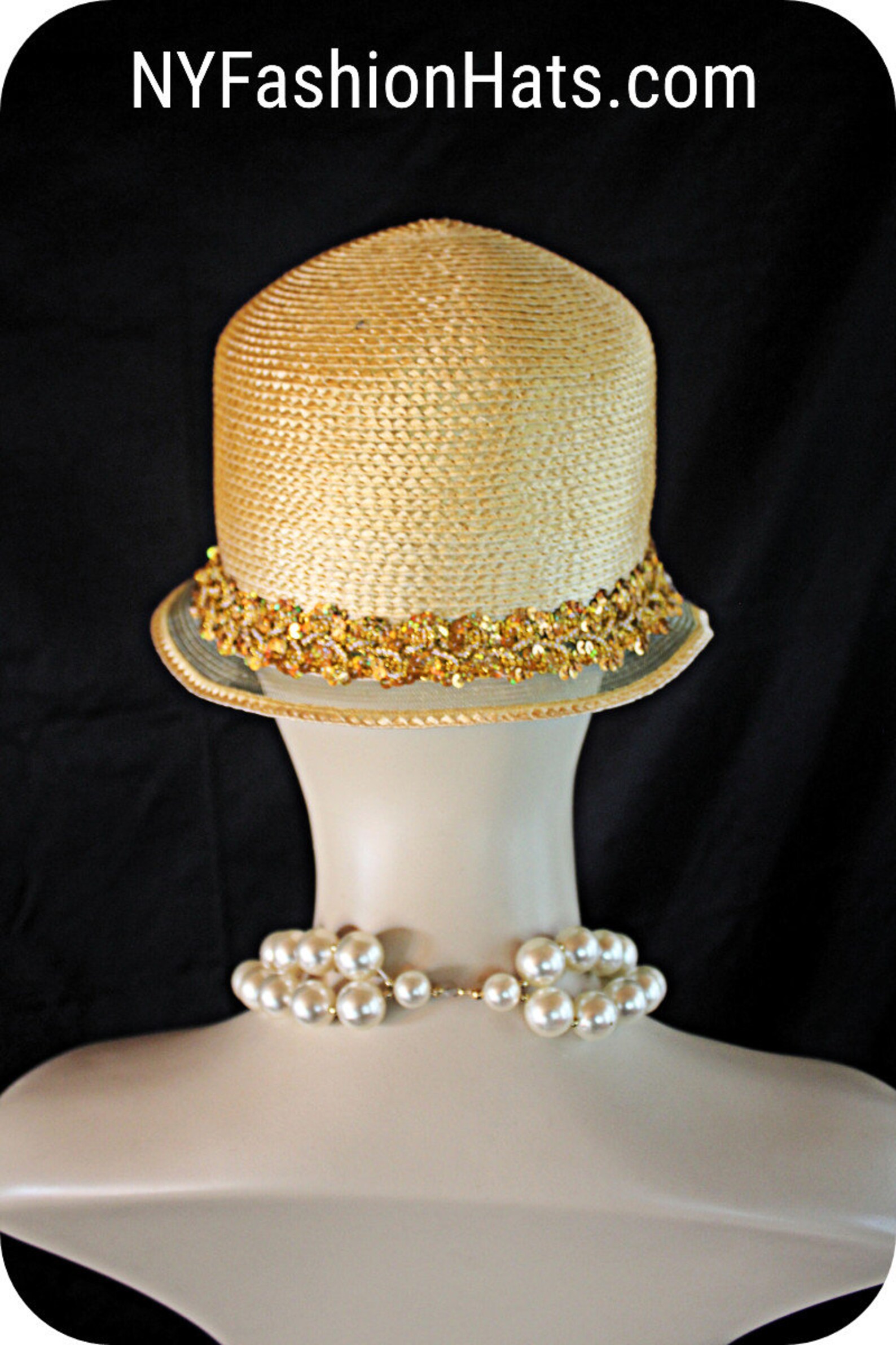 Roaring Twenties Great Gatsby Styled Women's Gold Hat, Formal Hats for ...