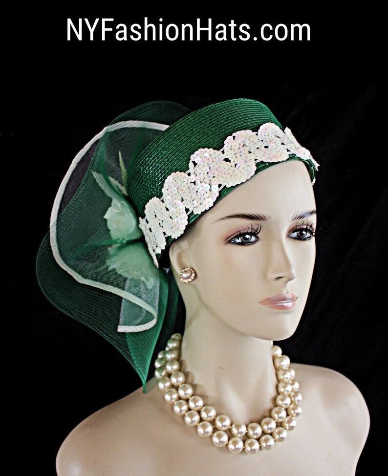Women's Haute Couture Designer Hats, Kelly Emerald Green Pillbox ...