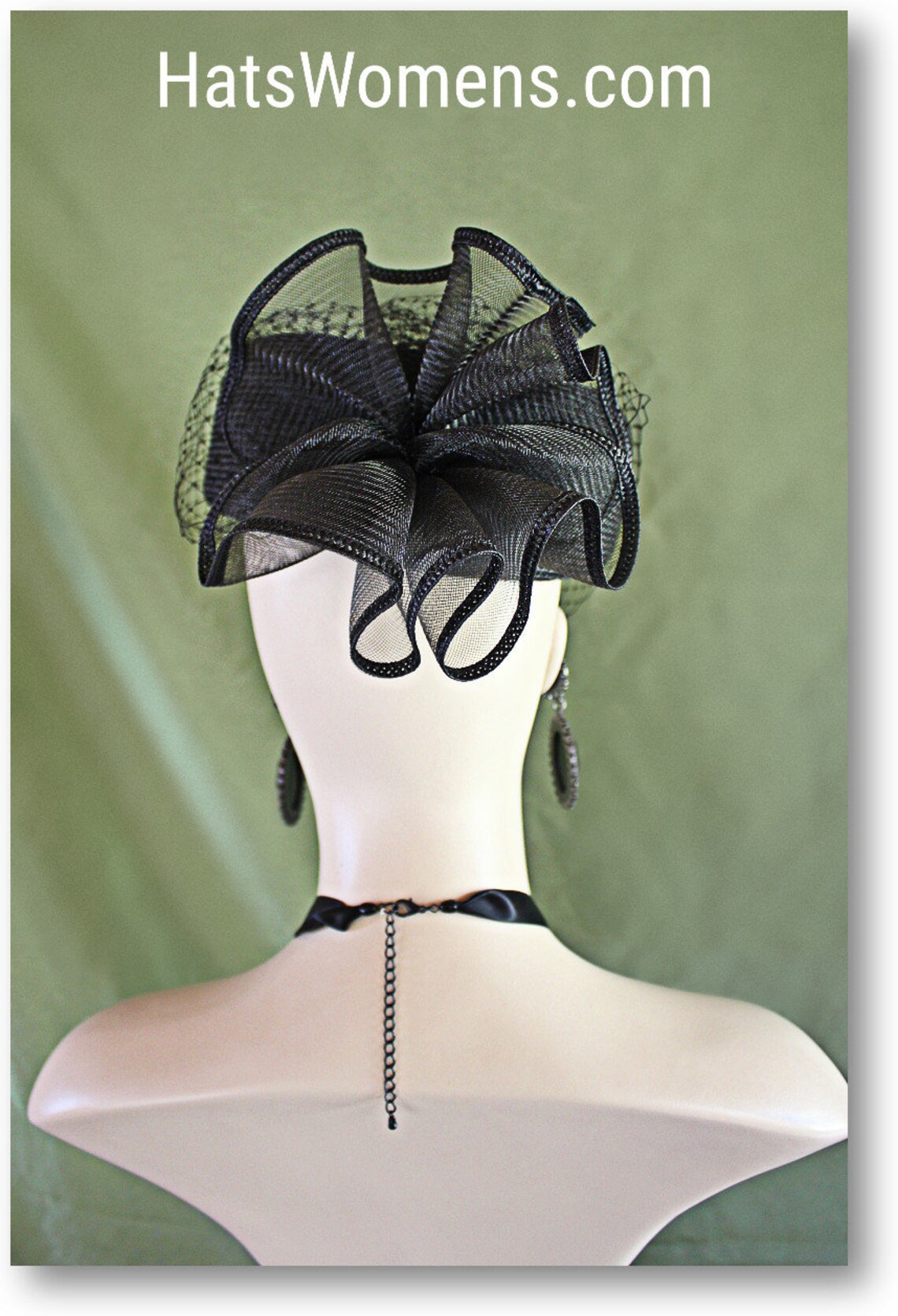 Black Pillbox Formal Fashion Hat With A Veil, Couture Designer Hats ...