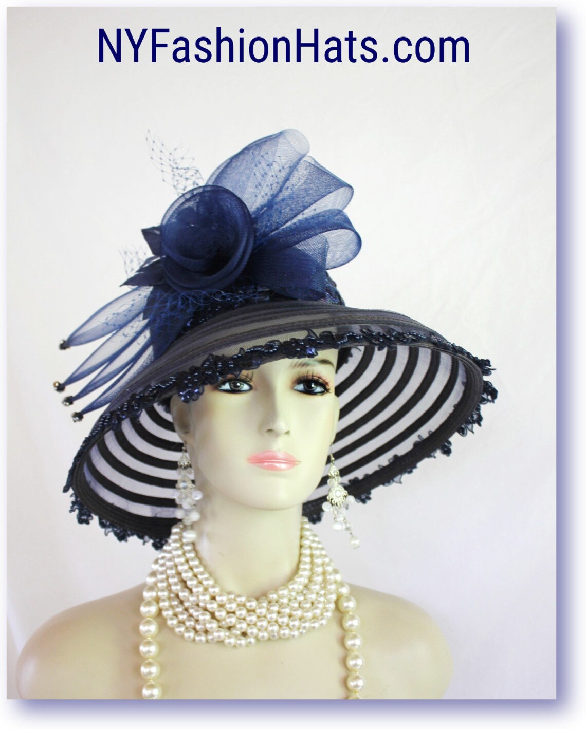 Navy Blue Couture Designer Hat, Formal Wedding Straw Braid Dress Hat ...