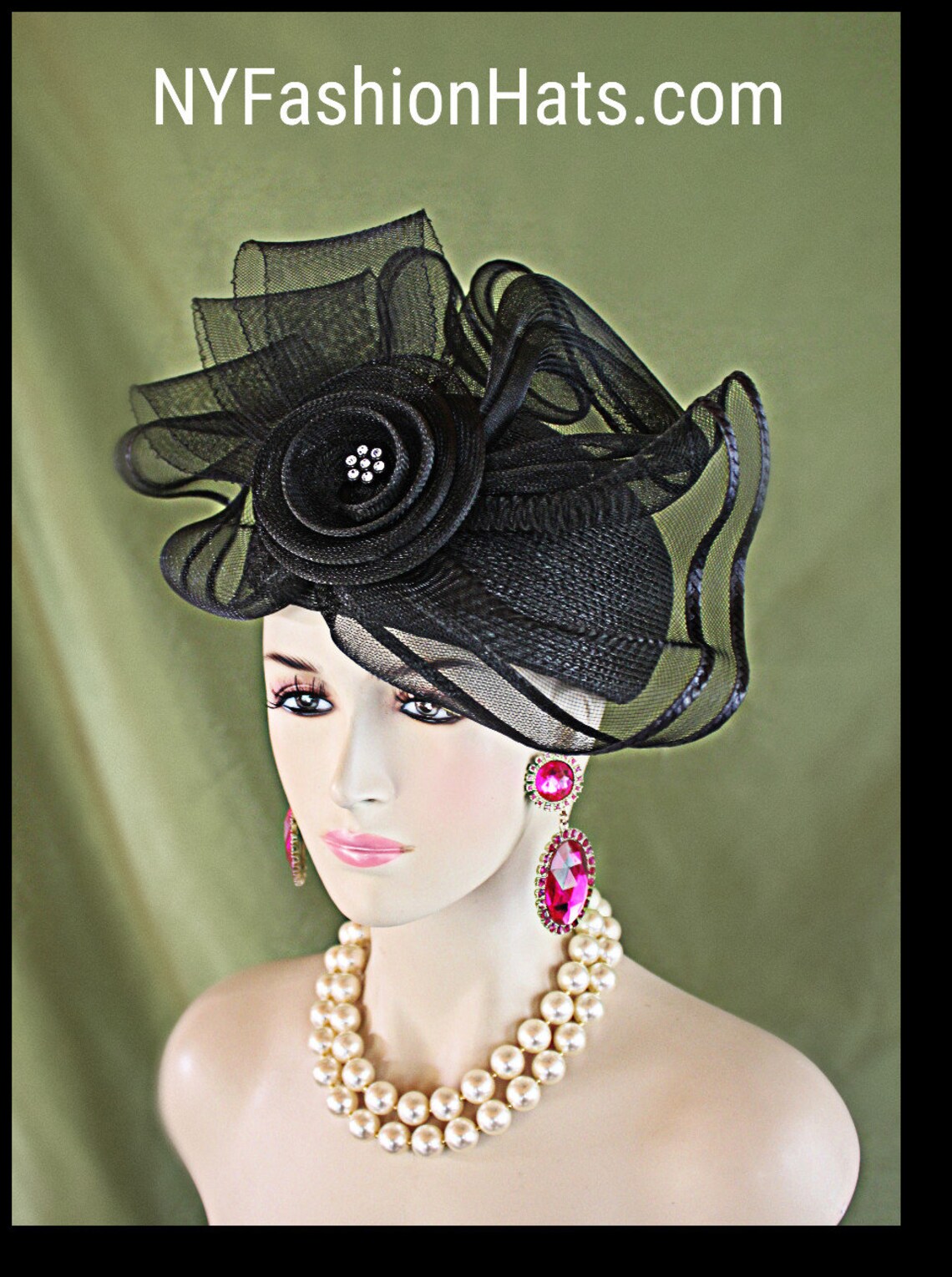 Black Pillbox Wedding Dress Hat, Couture Designer Hats, Temple Church ...