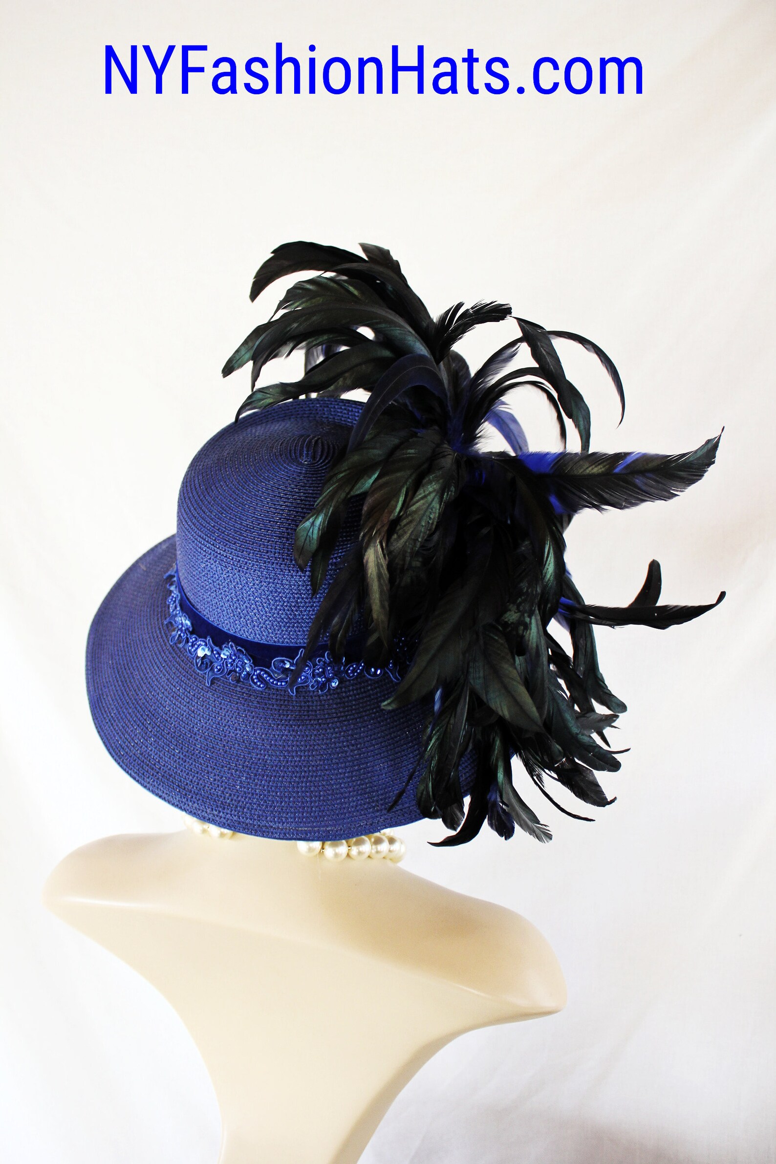 Royal Blue Haute Couture Designer Hat Women, Women's Formal Wedding Hat ...