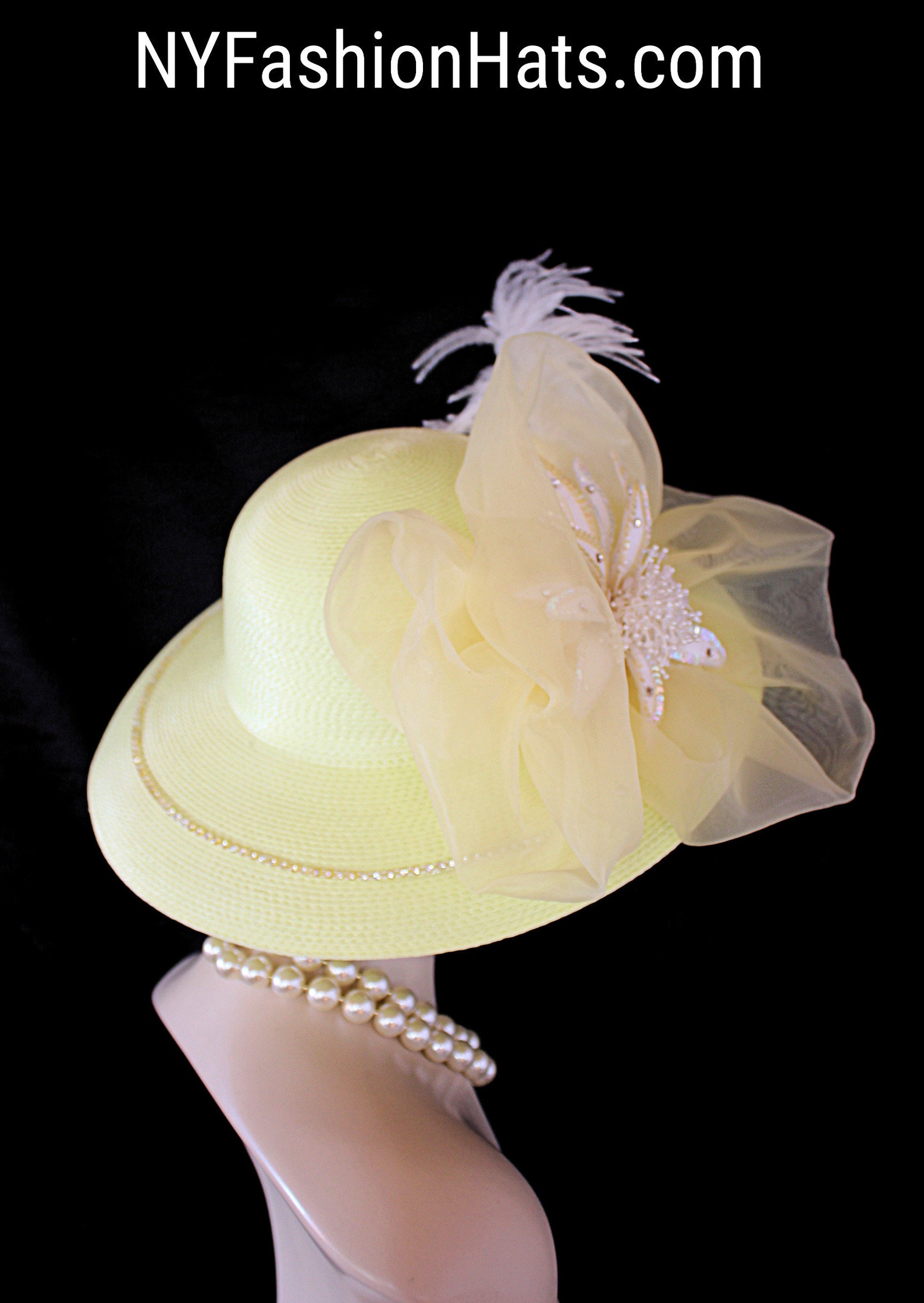 Yellow White Fashion Hat for Women, Kentucky Derby Hats, Hats for Horse ...