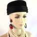 Black Satin Pillbox Formal Church Temple Hat, Couture Designer Wedding ...