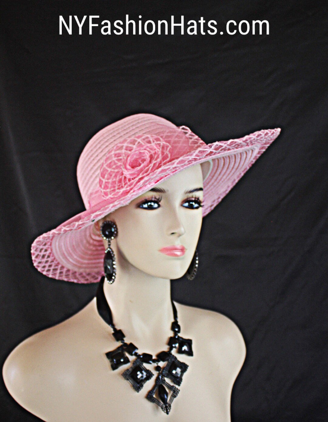 Women's Pink Formal Wedding Bridal Hat, Mother of the Bride Dress Hat ...