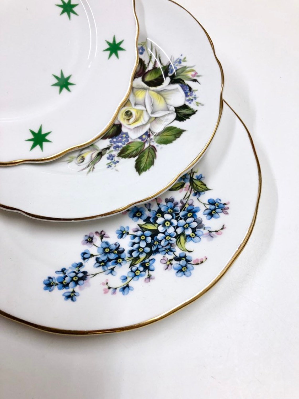 Regency English Bone China 6x Tea Plates White Rose Flowers - Etsy