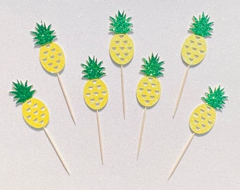 Pineapple Leaf Cupcake Toppers Pineapple Top Food Picks - Etsy