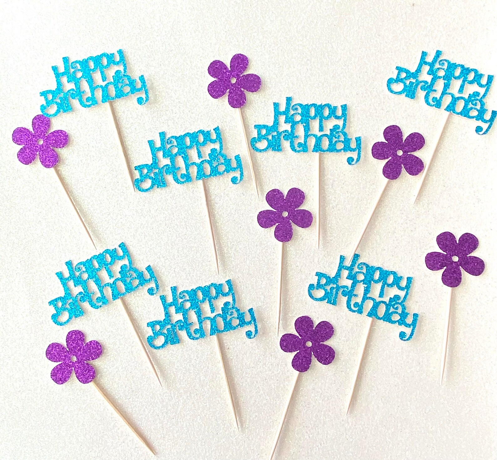 Glitter Flower Cupcake Topper Colorful Spring Flower Cupcake - Etsy