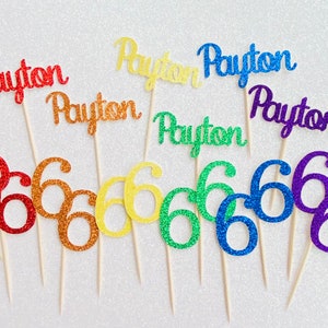 Number 6 Cupcake Topper, Glitter Number 6 Birthday Topper, Number 6 ...