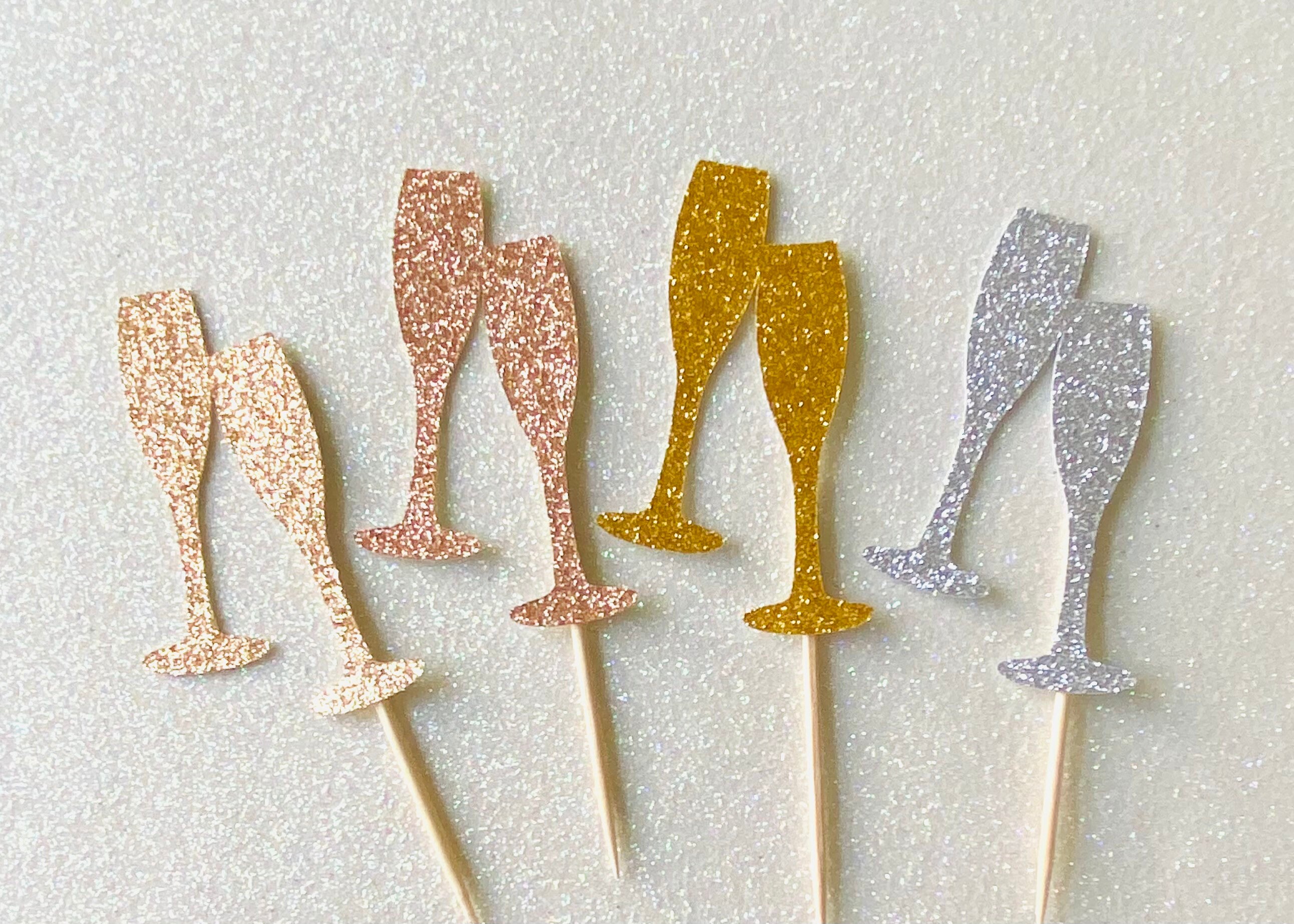 Glitter Champagne Flute Cupcake Topper Champagne Flute | Etsy