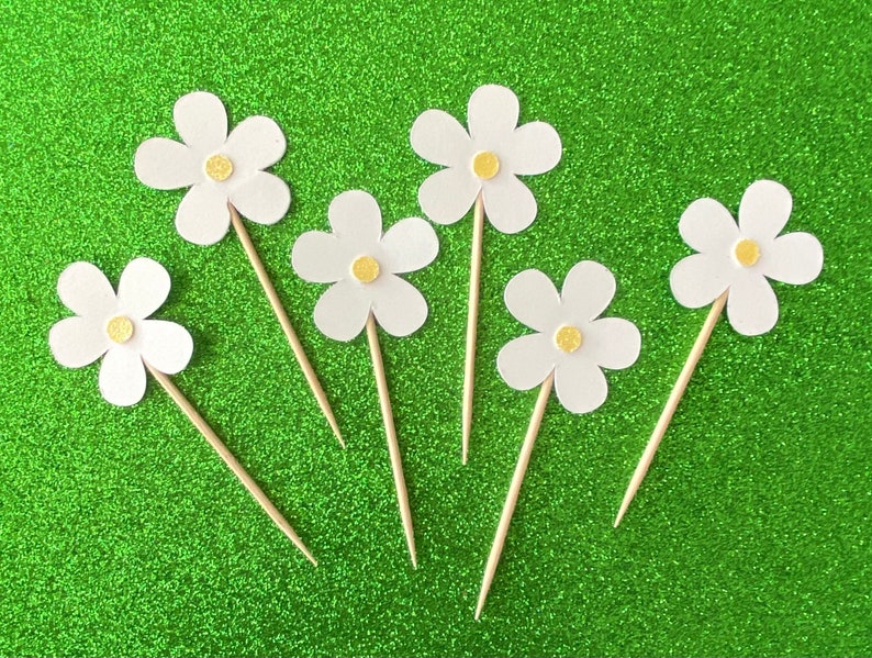 Daisy Flower Cupcake Toppers Spring Flower Cupcake Toppers | Etsy