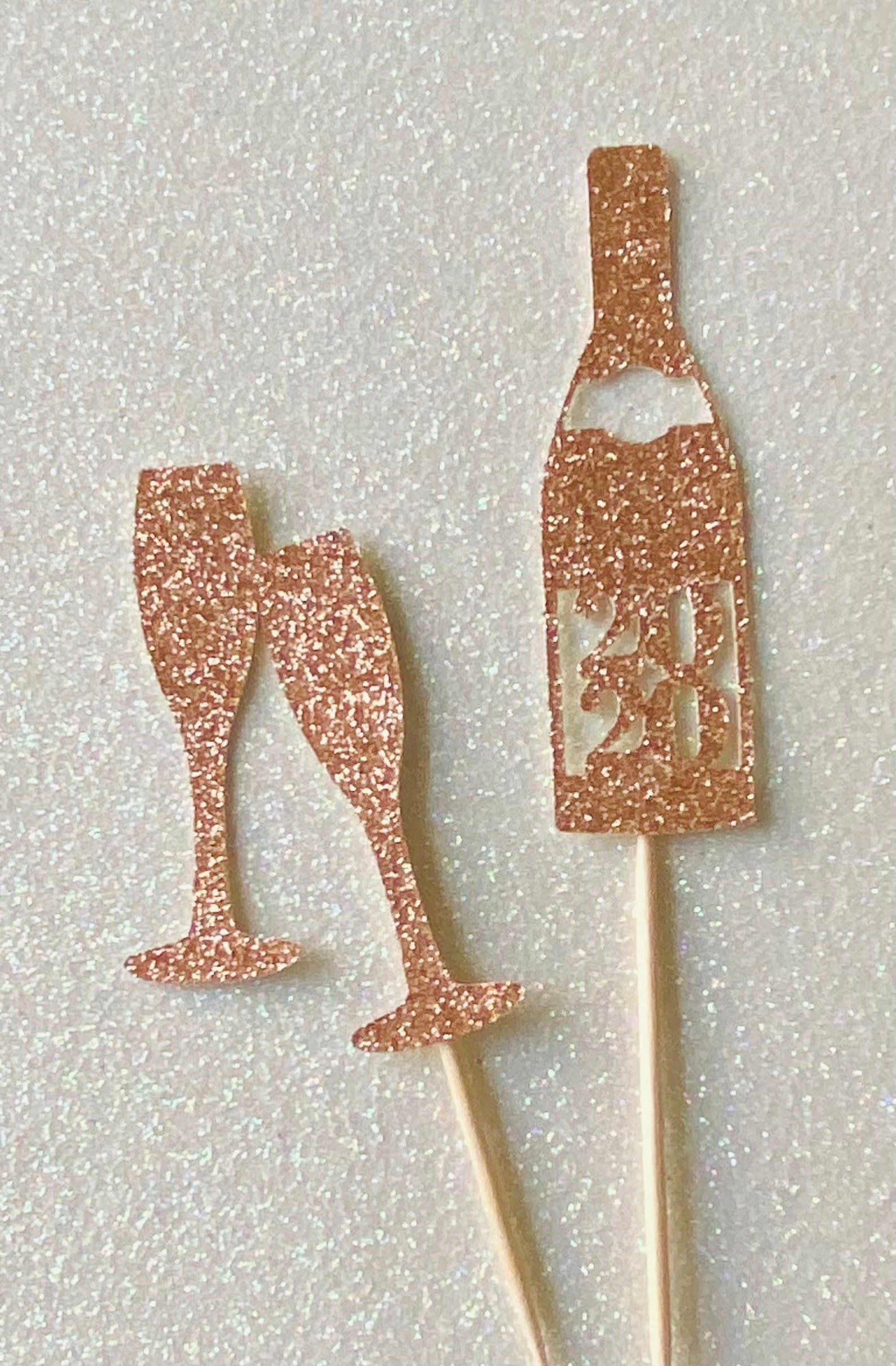 Glitter Champagne Flute Cupcake Topper Champagne Flute | Etsy