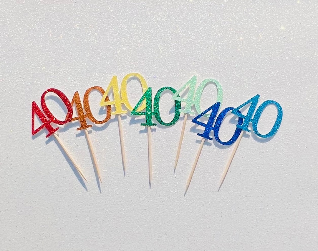 Number 40 Birthday Cupcake Topper, Number 40 Food Pick, Fabulous 40 ...