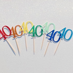 Number 40 Birthday Cupcake Topper, Number 40 Food Pick, Fabulous 40 ...