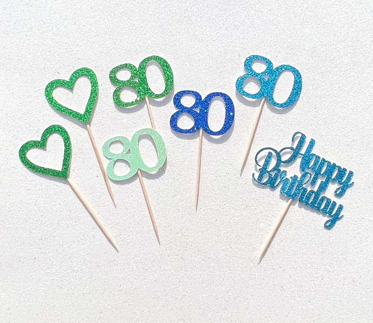 Number 80 Glitter Cupcake Toppers, 80th Birthday Party Decor - Etsy