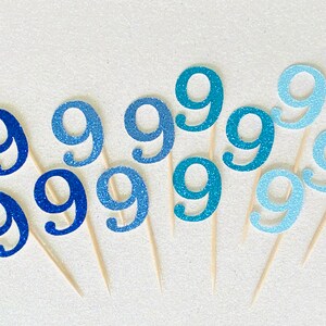 Number 9 Cupcake Toppers, Glitter Number 9 Birthday Cupcake Toppers ...