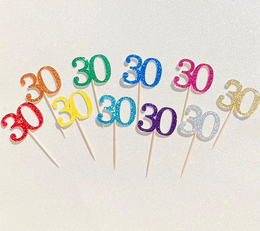 Number 30 Birthday Cupcake Topper, Number 30 Food Pick, Birthday ...