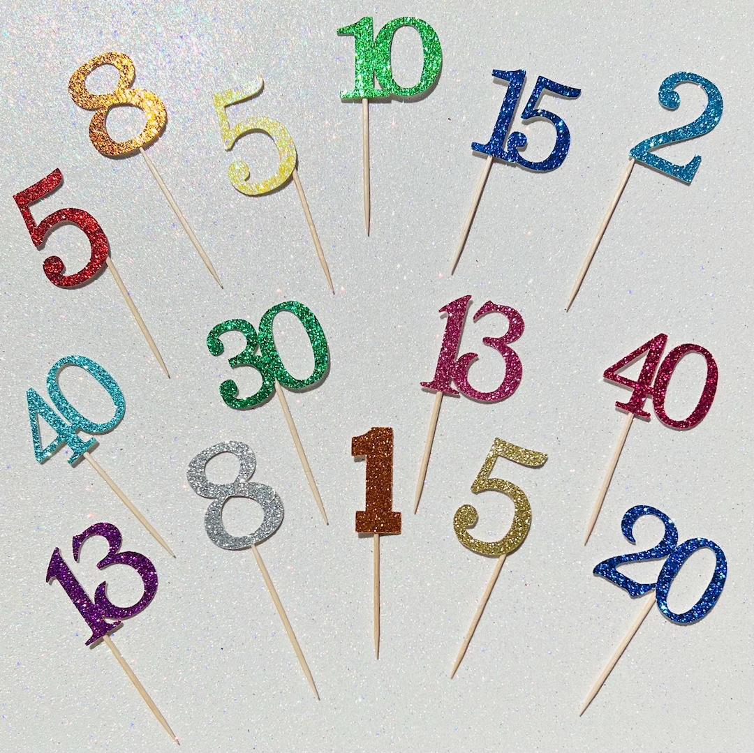ANY NUMBER Birthday CUPCAKE Custom Toppers, Number Cupcake Birthday ...