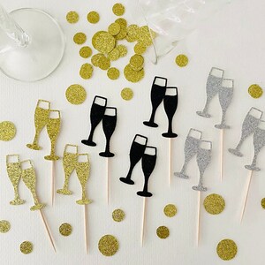 Glitter Champagne Flute Cupcake Topper, Engagement Decor, Wedding ...